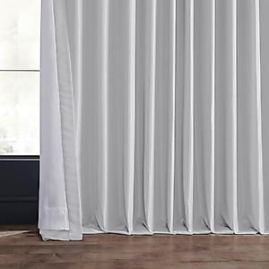 HPD Half Price Drapes Extra Wide Faux Silk Blackout Curtains 108 Inches Long for Bedroom & Living Room Vintage Textured Blackout Curtain (1 Panel), 100W x 108L, Ice