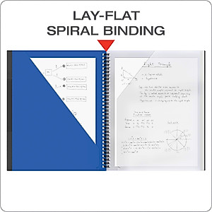 Oxford 10 Pocket Folder, Sturdy Plastic Spiral Portfolio, Anti-Tear Edges, 8 Clear Pockets, 2 Diagonal Interior Pockets, Letter Size, Blue (89331)