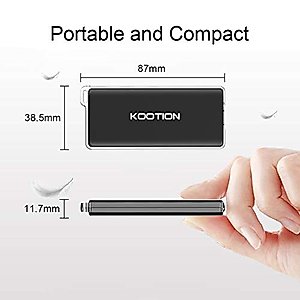 KOOTION Portable External SSD 120GB, USB-C Solid State Drive, USB 3.1 Gen2 - Ultra-Light Type-C PSSD for Gaming PC/Mac/Linux/Android, with Lanyard Hole