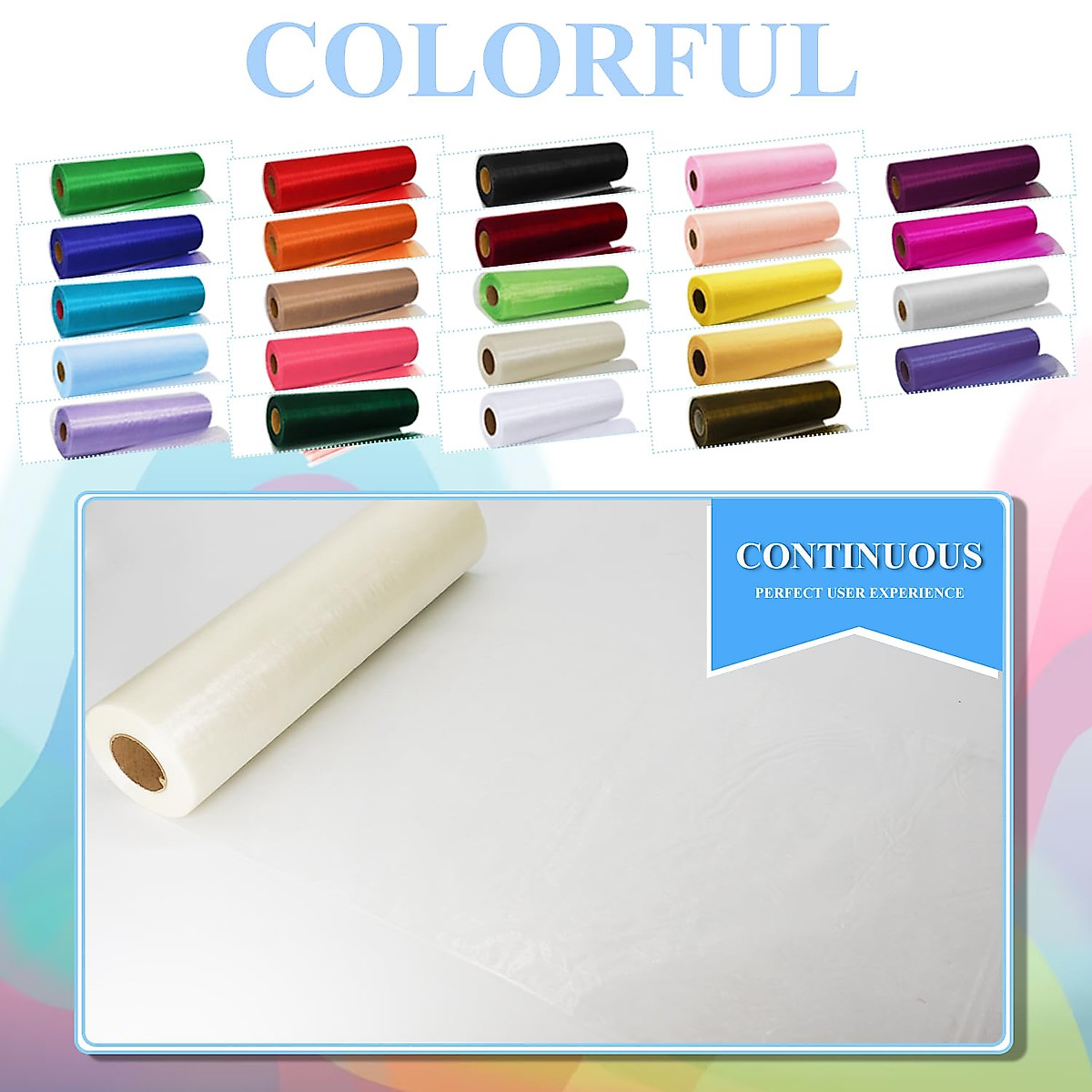 Ivory Tulle Crystal Organza Fabric Rolls 12 Inch by 50 Yards (150 feet) Sheer Fabric for DIY Tutu Bow Baby Shower Birthday Party Wedding Decorations Christmas Craft Supplies