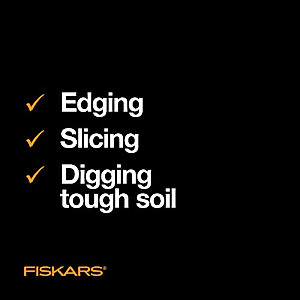 Fiskars Steel D-Handle Flat Square Garden Spade, Gardening Tools for Edging, Digging, Weed Removal, Heavy Duty, 46 Inch, Black/Orange