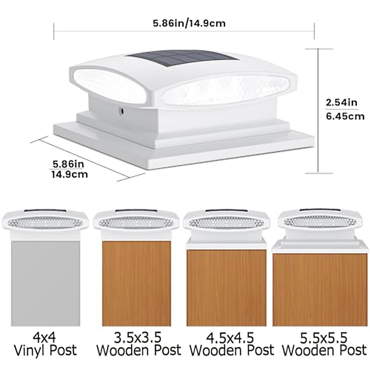 SIEDiNLAR Solar Post Cap Lights Outdoor, 2 Modes 24 LED Powered Fence Deck Light for 4x4 5x5 6x6 Garden Patio Decoration Warm White & Cool White, White (4 Pack)