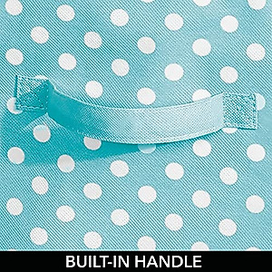 mDesign Storage Dresser End/Side Table Night Stand Tower Unit with 3 Removable Fabric Drawers - Organizer for Baby, Kid, and Teen Bedroom, Nursery, Playroom, or Dorm, Turquoise Blue/White Polka Dot