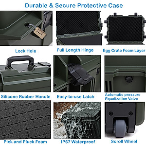 Regetek 27 Inch Waterproof Hard Case with Wheels,Customizable Foam,Rolling Hard Case for cameras,lenses, Camcorder,Drone,Instrument,equipment, tool, IP67,Shockproof,Gear Roller Case 27"x 20"x 13"