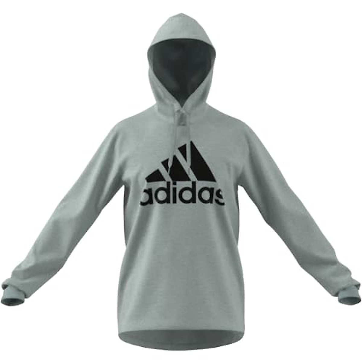adidas Men's Essentials Logo Hoodie, Medium Grey Heather/Black, Large