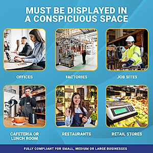 2025 Florida State and Federal Labor Law Poster - OSHA Workplace Compliant - Mandatory Regulations Posting for Employees - Required Compliance Posting 16" x 40" Laminated (1PACK)