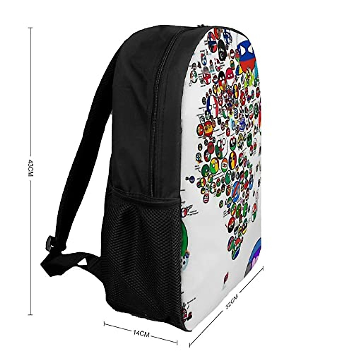Woidxzxza Countryball Polandball World Map School Backpacks Large Capacity Travel Bag Book Bags Sports Daypack for Girls Boys