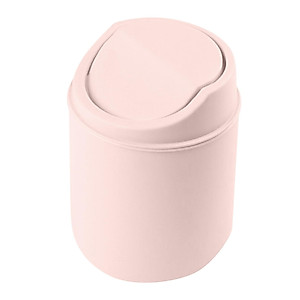 2L Mini Pink Trash Can,Creative Covered Trash Can for Bedroom,Desktop Mini Plastic Waste Garbage Can with Swing Lid,Stylish Countertop Trash Bin,Sundries to Store Mini Plastic Buckets (1 Pcs Gray)