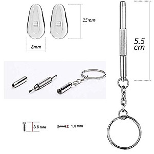 Eyeglass Nose Pads Screw-in Eyeglass Repair Kit Anti-Slip Soft Silicone Air Chamber 15mm 6Pairs Air Bag Glass Nose Pieces with Screws and Screwdriver for Glasses Sunglasses