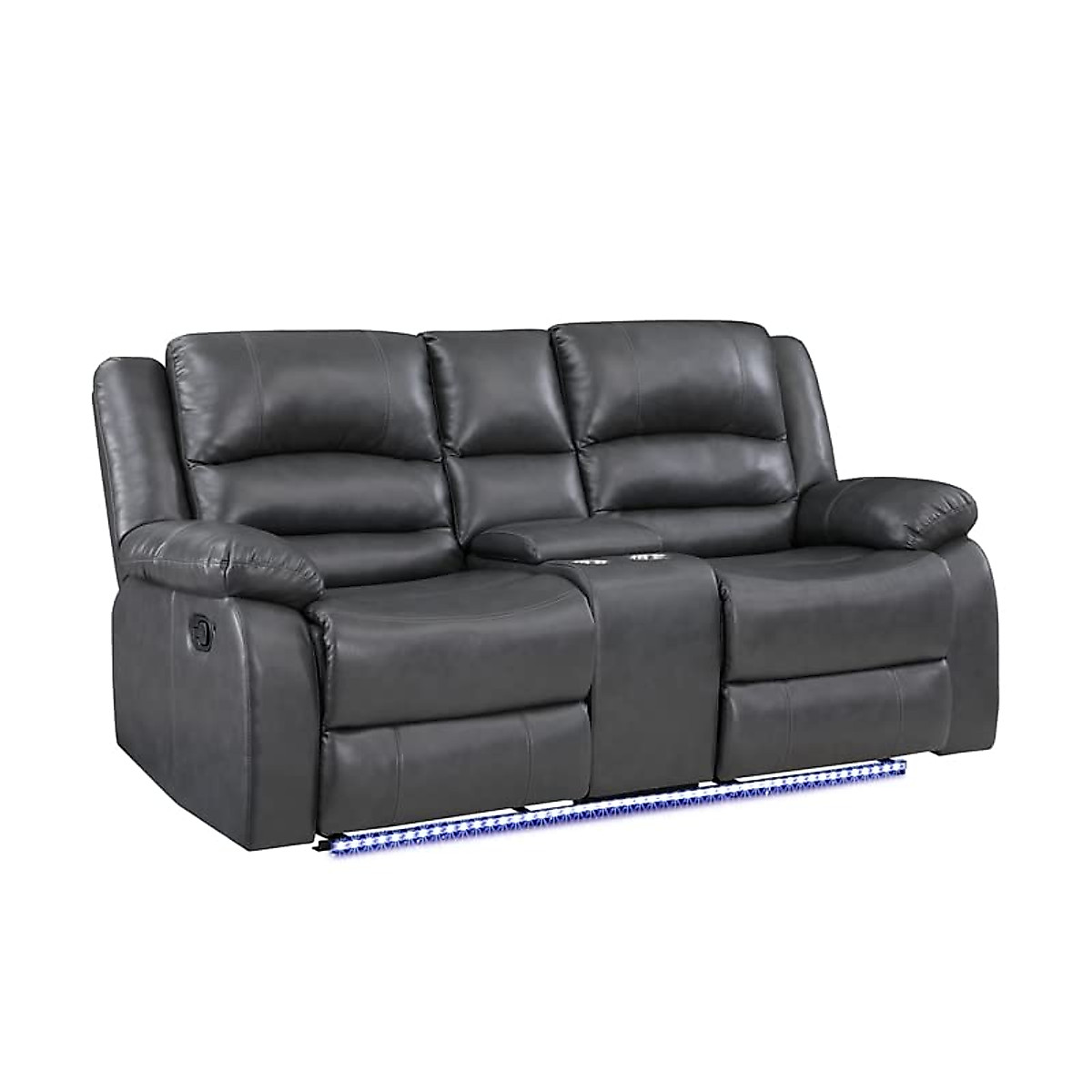 Galaxy Home Furnishings Martin Manual Reclining Loveseat Finished with Faux Leather/Wood in Gray