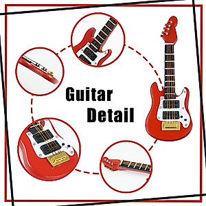 Guitar Cake Toppers Music Theme Birthday Cake Toppers Electric Guitar Model Rock And RollCake Decorations For Rockstar Theme Party Guitar Party Bass Party Supplies (Red)