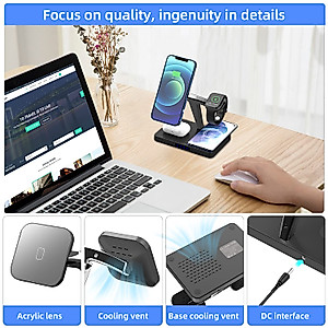 Magnetic Wireless Charging Station for Magsafe Charger Stand 4 in 1 Fast Wireless Charging with 36W Adapter for iPhone 14/13/12 /Mini/Pro/Pro Max,AirPods Pro/2,Apple iWatch,Two Phone Charging