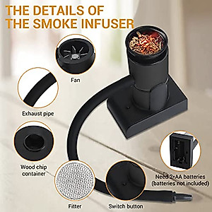 Portable Smoking Gun Wood Smoke infuser Kit, Handheld Cocktail Smoker, Kitchen Food Smoker for Meat Drinks Cheese BBQ Pizza Salmon Sous Vide, Wood Chips Included