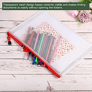 YOKIVE 3 Pack Mesh Zipper Bags, B5 Mesh File Pockets | Plastic Document Pouch, Great for Office Appliances Travel Storage(White)