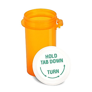 Prescription Reversible Thumb Tab Vials, Medicine Container, Pill Bottle, Prescription Pharmacy Vials Reversible Cap with Animal Pet Resistant (not Child Resistant) Open (20 Dram, 12pcs)