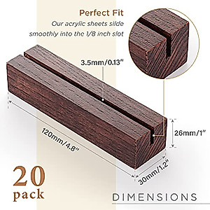 Tidita Place Card Holder 4.8x1.2x1- Wood Acrylic Sign Holders 20 Pack - Oak Wood Table Card Display Stands, Perfect for Table Number Signs, Wedding Party Events - Acrylic Sign NOT Included (20)