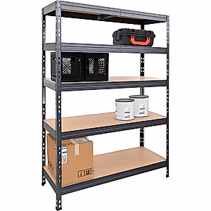 AR Shelving Heavy-Duty Garage Shelving, 5-Shelf Unit, 800-Lb. Capacity Per Shelf, 48in.W x 20in.D x 70in.H, Model# TR18S504KGGED9TG00