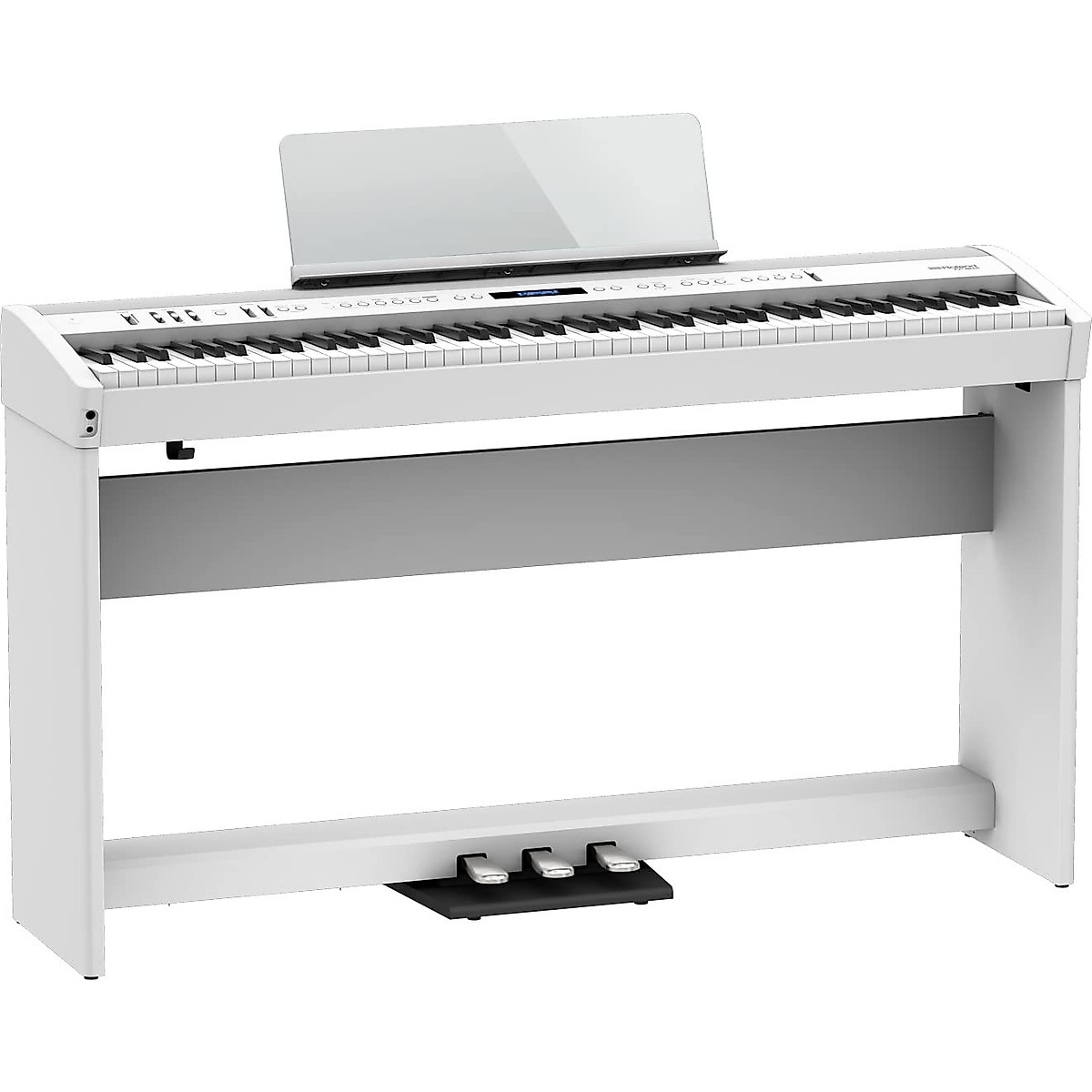 Roland FP-60X 88-Key Digital Piano - White Bundle with Roland KSC-72 Stand, Roland KPD-90 Three Pedal Unit, Bench, Instructional DVD, Online Piano Lessons, and Austin Bazaar Polishing Cloth