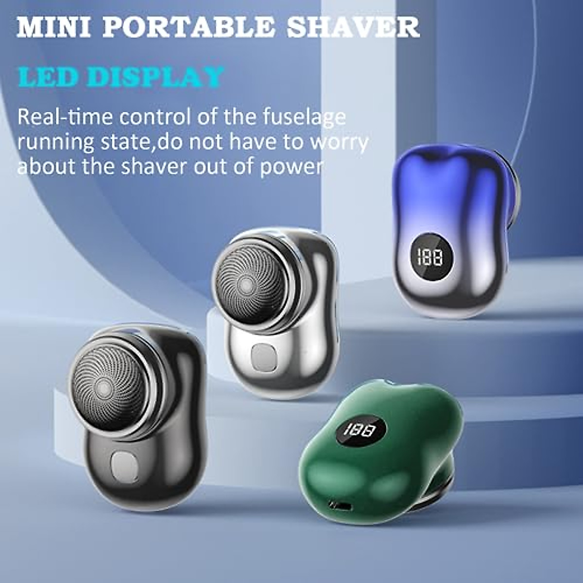Mini Shave Portable Electric Shaver: Upgrade Electric Razor with LCD Screen Powerful Storm Shaver for Men Pocket Size USB Rechargeable Shaver Easy One-Button Use for Home Car Travel (Green)