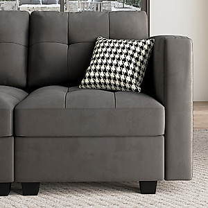 HONBAY Armrest Backrest Module for Velvet Modular Sectional Sofa, Grey
