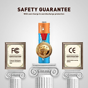 Rechargeable AA Batteries Lithium - 8 Pack 2600mWh 1.5V Hi Capacity USB Rechargeable Lithium Ion Double AA Size Battery with Charge Cable Fast Full Charging in 1.5 Hours CE FCC Listed