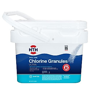 HTH Pool Care Chlorine Granules Ultra, Swimming Pool Chlorinating Sanitizer & Shock, Kills Bacteria & Algae, 18 lbs