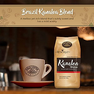 Gold Coffee Arabica Kanaloa Blend: Medium Roast Whole Bean Coffee 2lbs (Pack of 2) - Coffee Beans w/ Smooth, Refreshing, and Deliciously Complex with Milk Chocolate, Floral Honey & Sweet Lemon Notes