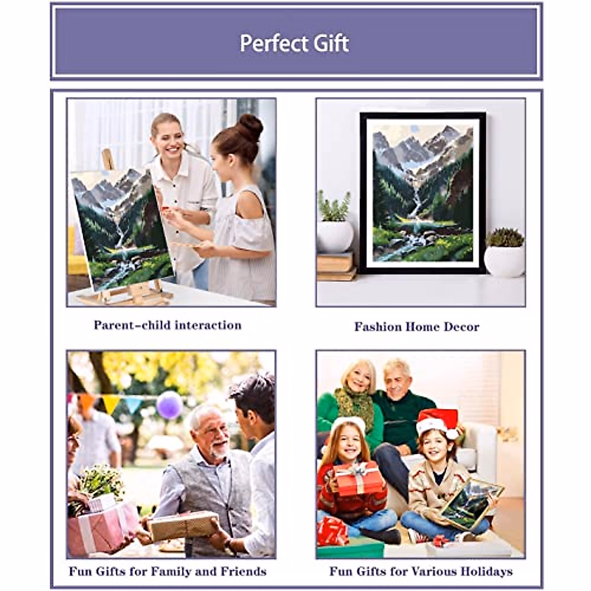 Paint by Number Mountains waterfall DIY Painting On Canvas, Paintwork with Paintbrushes Acrylic Paints,Perfect for Paint by Numbers for Adults and Kids Students Beginner, for Home Wall Decor16x20 Inch