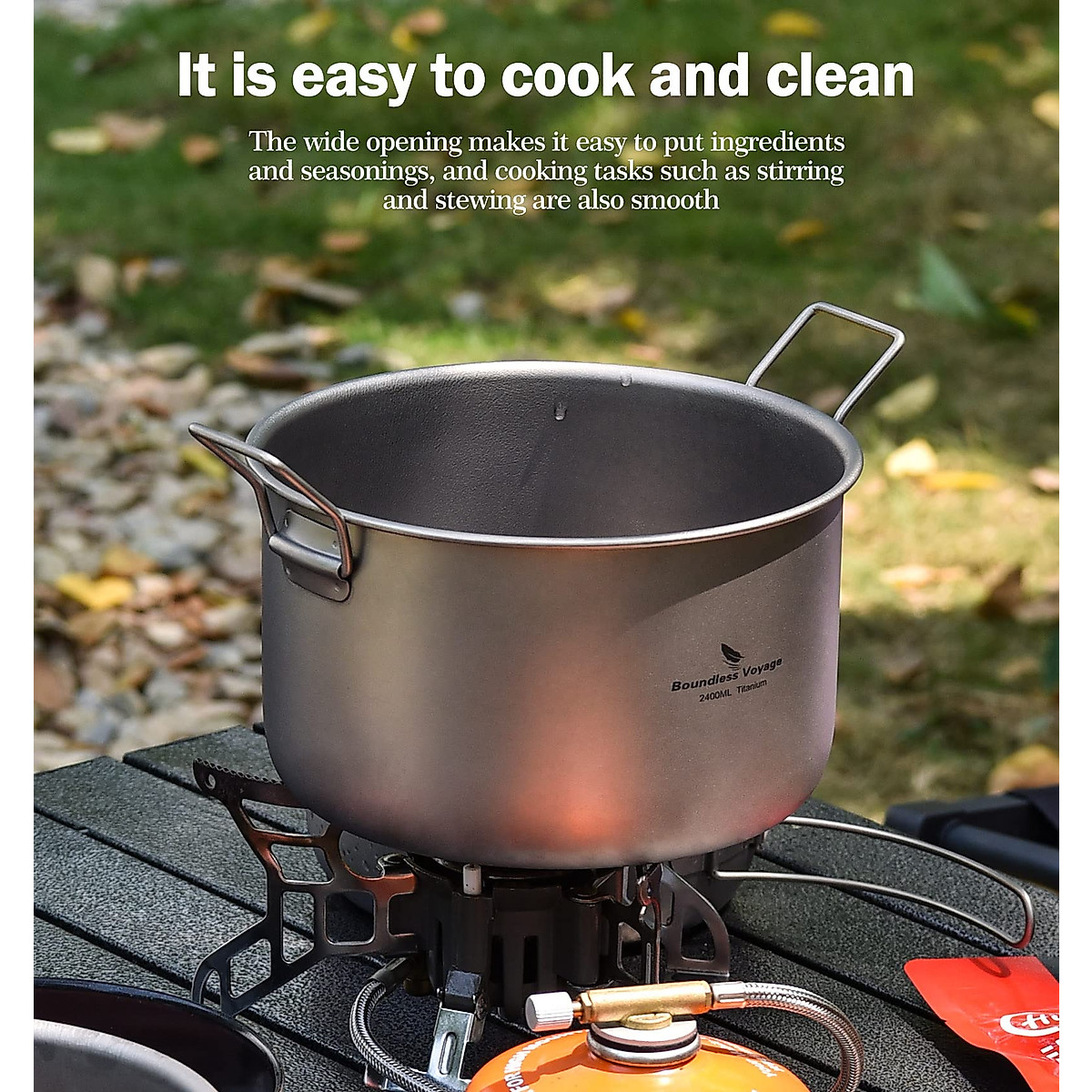 Boundless Voyage Titanium Pot Portable Camping Cookware Lightweight Cooking Pot Set for Outdoor Cooking Traveling Backpacking Hiking Trekking Picnic (3 Pcs Set)