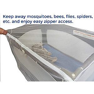 Baby Playpen Mosquito Net with Zippers, Premium Quality by Tedderfield, for Pack ‘n Play Playpens, Strollers, Easy Zip Access to Baby, Drawstring Base, Ideal Portable Bug Netting