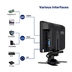 OSCY 7 Inch Small Monitor 1024x600 Mini Monitor, HDMI VGA AV Tiny Monitor
