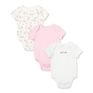 Little Me Baby-Girls Newborn Rose 3 Pack Bodysuit, Pink Floral, 3 Months