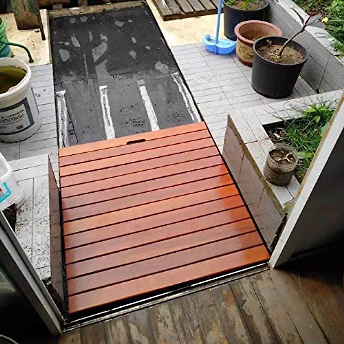 SRNSAEB Wood Bath Mats for Bathroom Floor, Non Slip Wooden Bathmat for Shower, Bathtub, Sauna, Hot Tub, Spa, Portable Front Door Mat (Size : 60x70x4.3cm(23.6x27.6x1.7in))