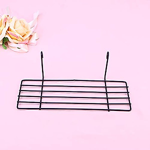 Black Wire Storage Basket Rack Straight Shelf for Grid Panel Display 25x10cm
