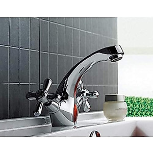 Kitchen Taps Classic Silver Bathroom Basin Faucet Mixer Toilet Faucet Double Handle Bath Faucet Hot and Cold Water Mixer Control