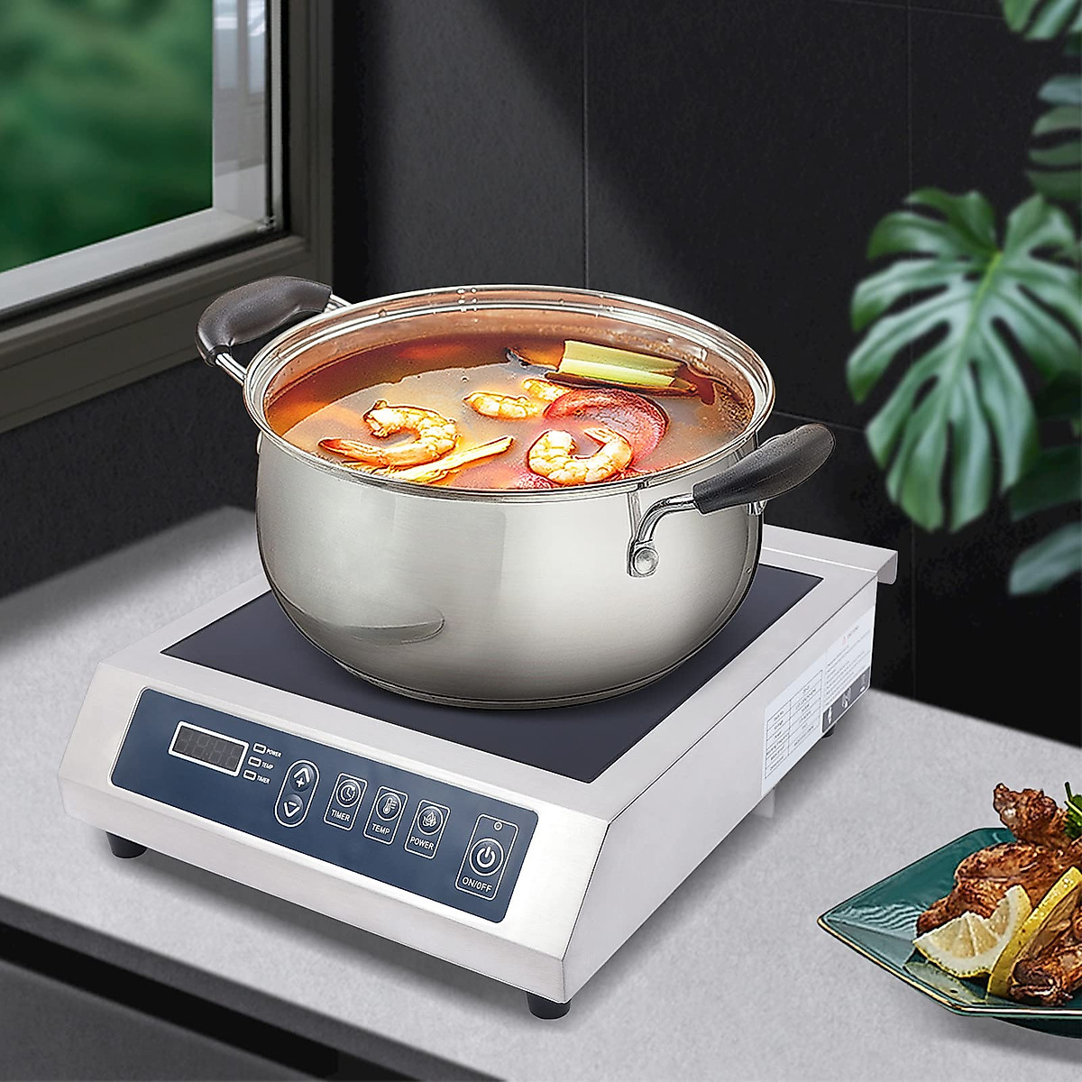 High Power Portable Induction Cooker, 110V 1800W Induction Cooker Cooktop Countertop Burner Induction Cooktop with 13 Speed Adjustment Electromagnetic Oven with Timed Cooking