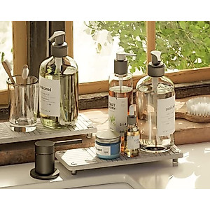 DISCHOOL Instant dry sink organizer, lifestyle bathroom countertop sink tray for soap bottles. Fast drying stone bathroom sink tray/bathroom sink caddy