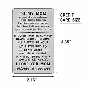 HLQYMZ Mom Gifts from Son - I ove You Mom Birthday Gifts - Thank You Mom Wallet Card Gifts