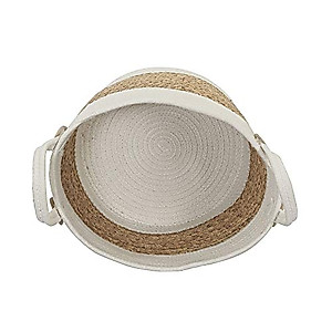 Household Essentials White and Brown Woven Cotton Rope and Hyacinth Basket