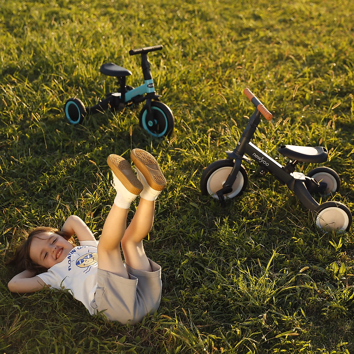 newyoo Toddler Bike, Toddler Tricycle for 1-3 Year Olds, 3 in 1 Balance Bike, Trike with Safety Belt & Backrest, Gift & Toys for Boys & Girls, TR001 (Dark Grey)