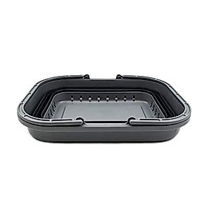 SAMMART 19L (5 Gallon) Collapsible Tub with Handle - Portable Outdoor Picnic Basket/Crater - Foldable Shopping Bag - Space Saving Storage Container (Black) (1, Grey/Black)