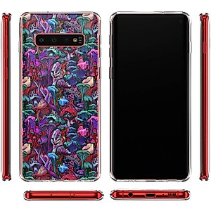 TPU Phone Case Compatible with Samsung A72 A71 5G A70 A51 A50 A32 A21 A11 A12 A13 A14 A01 Trippy Flexible Forest Witchy Lightweight Mushrooms Shockproof Fly Agaric Silicone Magic Protective Soft