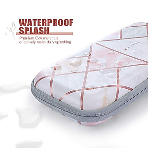 Mumba Carrying Case for for Nintendo Switch OLED & Nintendo Switch, Deluxe Ulta Slim Hard Shell Travel - holds 10 Game Cartridges -Pink Marble