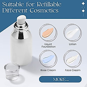 EOPER Airless Pump Jars 100ML, 3 Pieces Empty Refillable Cosmetic Air Pump Jars Bottles Airless Lotion Cream Sample Containers Makeup Vials Accessories Leak-Proof DIY Travel, Pearly White