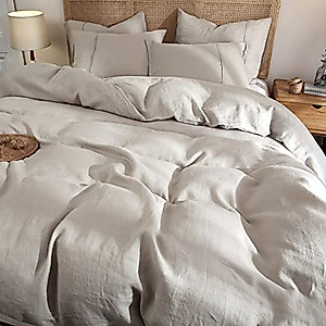 HYPREST Linen Duvet Cover Cal King Size, 100% French Linen Duvet Cover Set California King Size Lightweight Breathable Shabby Chic Linen Bedding Set, Moisture-Absorbing & Durable