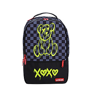UNIKER Laptop Backpack with USB Port,Graffiti Backpack for Work,Space School Backpack,Designer Laptop Backpack for 15.6 Inch (Black Bear)
