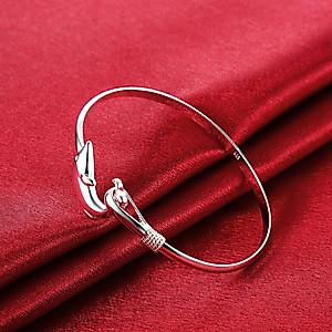 Cutesmile Fashion Jewelry 925 Sterling Silver Cute Dolphin Bangle Bracelets for Women