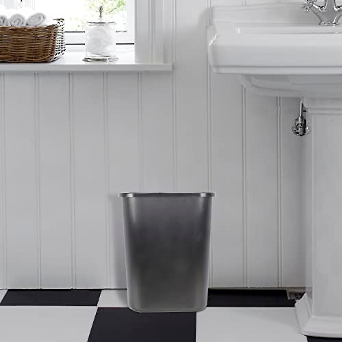 3 gal Plastic Open Top Kitchen Trash Can, Black, 6-Pack