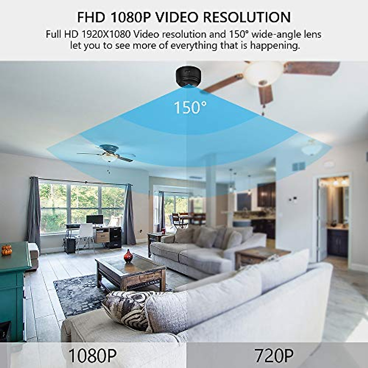 Pofeite Mini Spy Camera Hidden WiFi Small Wireless Video Camera with Full HD 1080P Audio Night Vision Motion Sensor Detection Support SD Card for iPhone Android Security Nanny Surveillance Cam