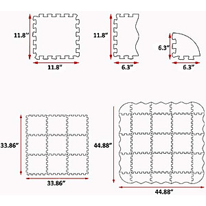 Nicunom 25 Pieces Foam Play Mat with Fence, 0.39 inch Thick EVA Interlocking Foam Floor Tiles with 9 Animal Patterns, Thick Playroom & Nursery Decor Playmat for Infants Toddler Kids